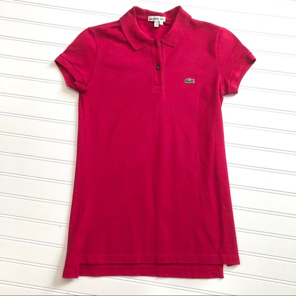Lacoste | Tops | Lacoste Polo Shirt Raspberry Pink Size 34 | Poshmark